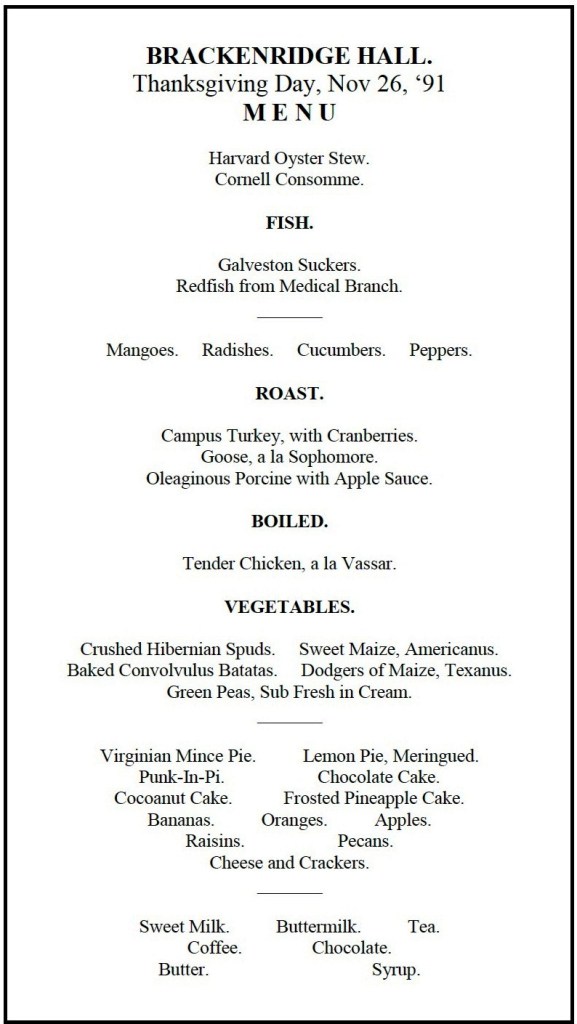 The University’s First Thanksgiving | The UT History Corner